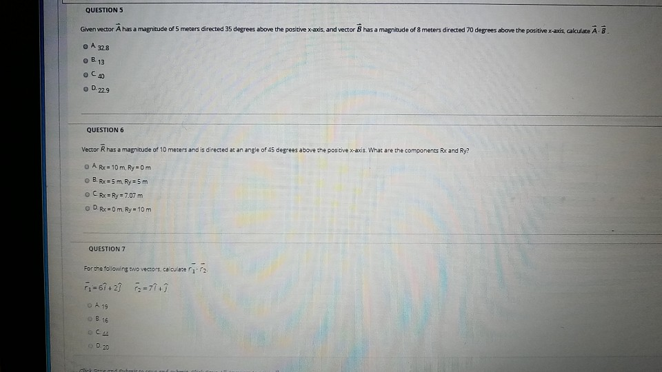 Solved QUESTION 5 Given vector A has a magnitude of 5 | Chegg.com