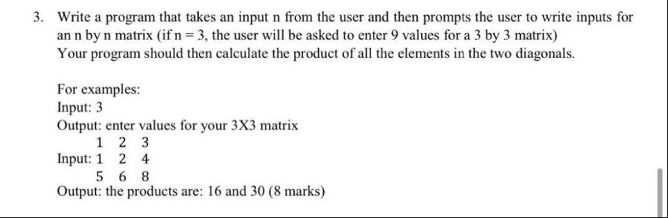 Solved 3. Write a program that takes an input n from the | Chegg.com