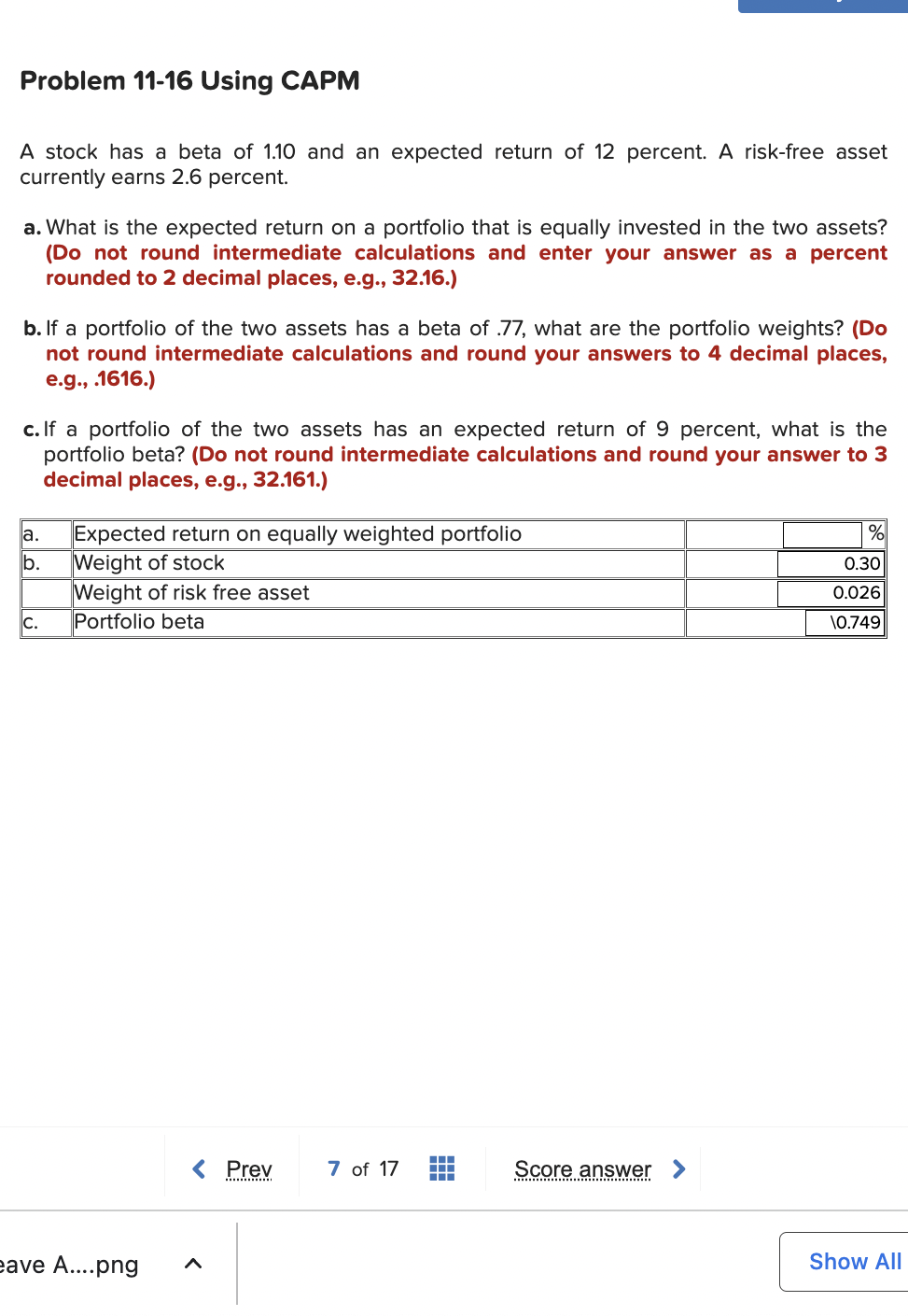 Solved Problem 11-16 Using CAPM A stock has a beta of 1.10 | Chegg.com