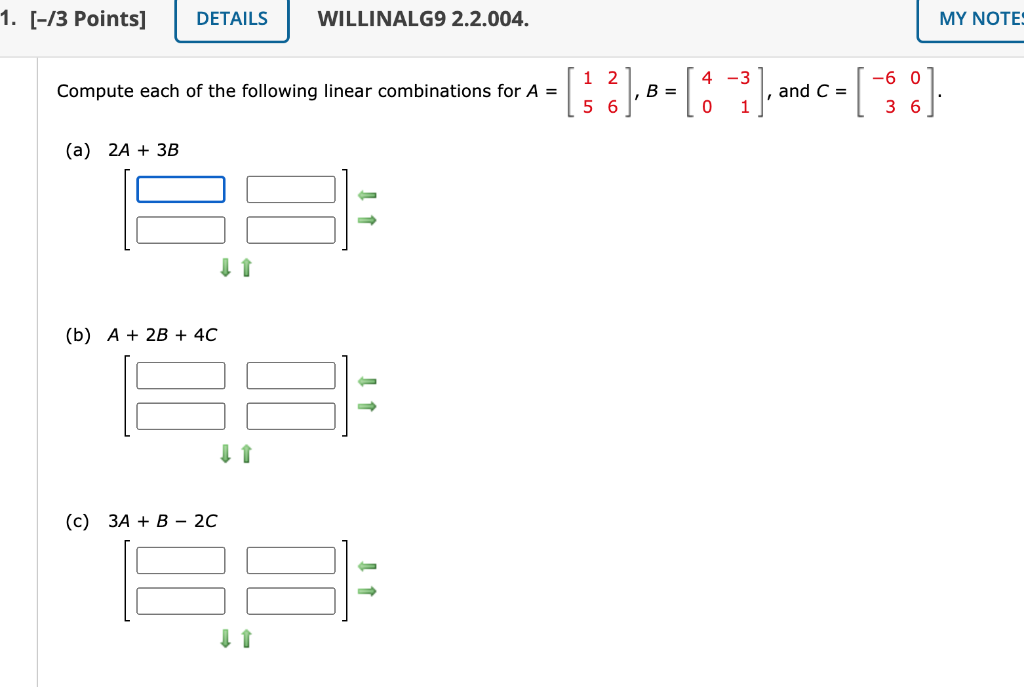 Solved 1. [-13 Points] DETAILS WILLINALG9 2.2.004. MY NOTE: | Chegg.com