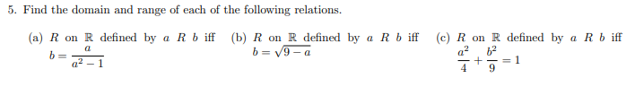 Solved 5. Find the domain and range of each of the following | Chegg.com