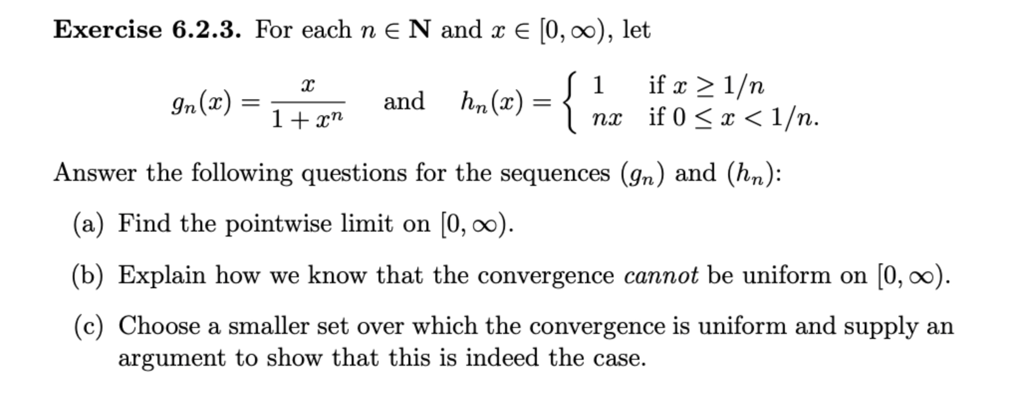 Solved Exercise 6.2.3. ﻿For each ninN and xin[0,∞), | Chegg.com