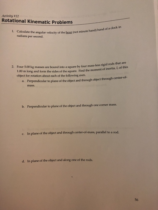 Solved Activity #12 Rotational Kinematic Problems 1. minute | Chegg.com
