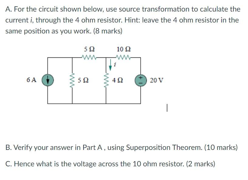 Solved A. For the circuit shown below, use source | Chegg.com