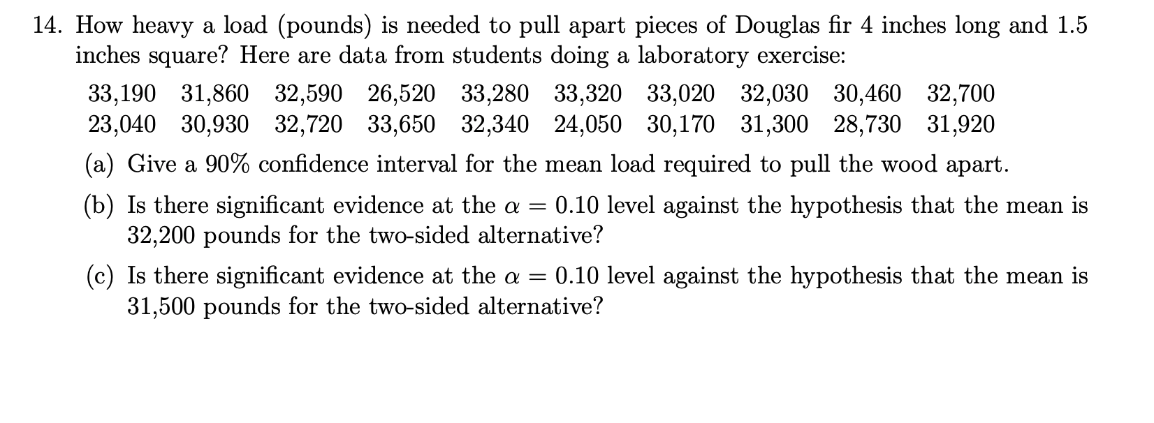 Solved 14. How heavy a load (pounds) is needed to pull apart | Chegg.com