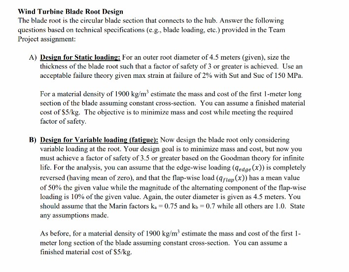 Wind Turbine Blade Root Design The blade root is | Chegg.com