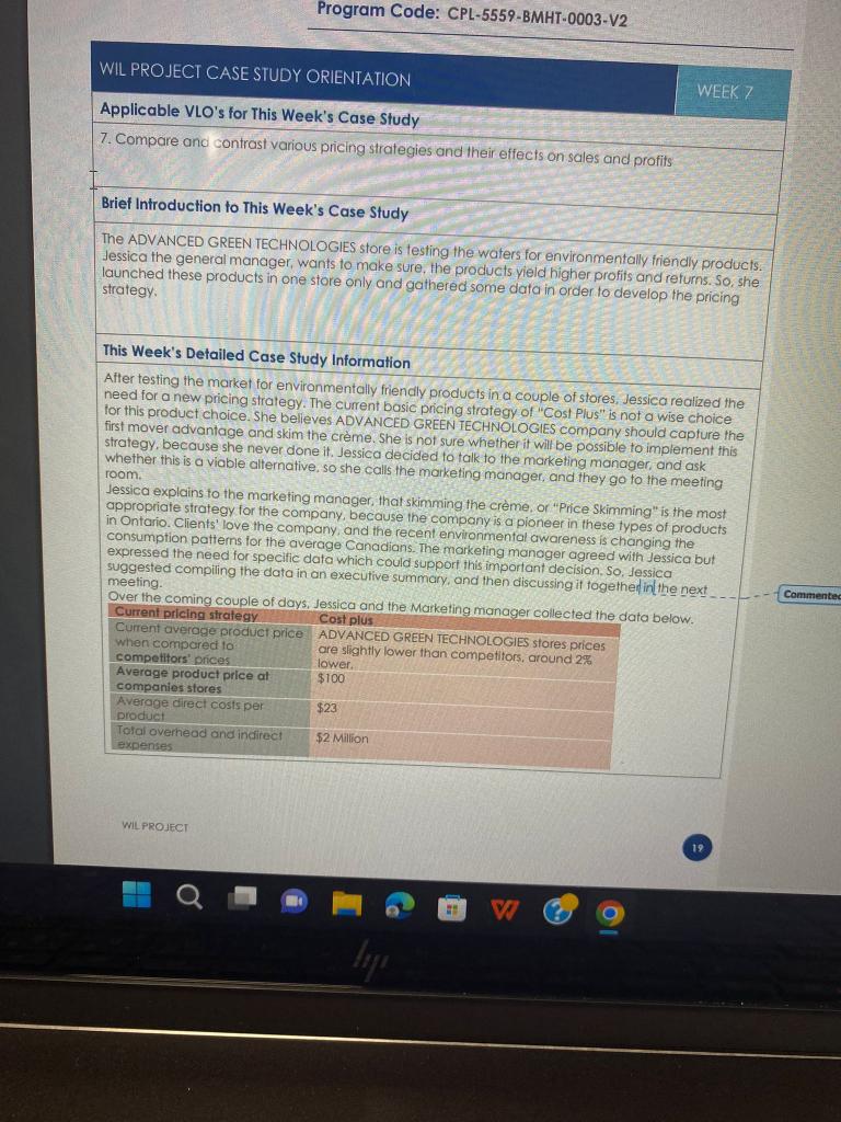 Program Code: CPL-5559-BMHT-0003-V2 WIL PROJECT CASE | Chegg.com