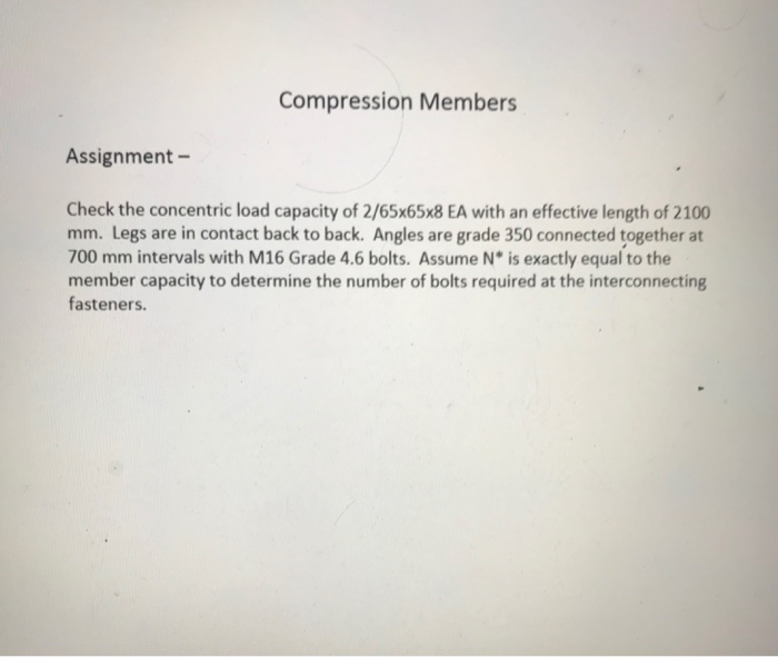 Solved Compression Members Assignment- Check the concentric | Chegg.com