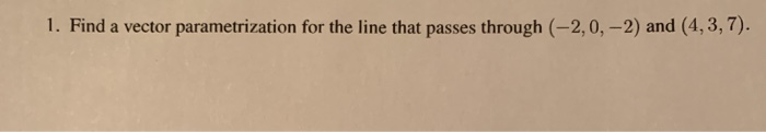 Solved 1. Find a vector parametrization for the line that | Chegg.com