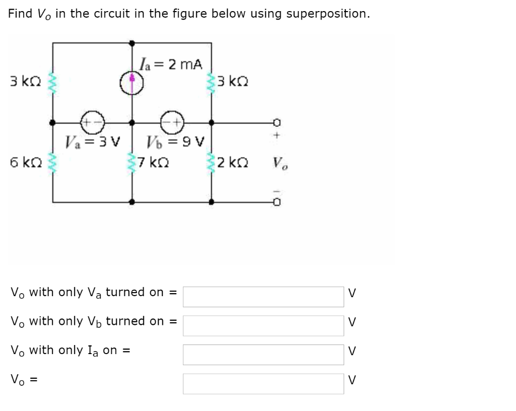 Solved Find Vo in the circuit in the figure below using | Chegg.com
