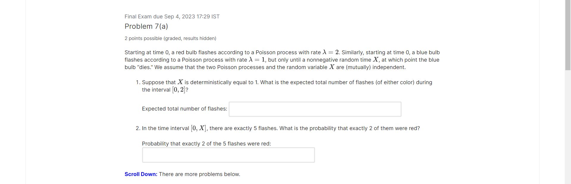 Solved Final Exam due Sep 4, 2023 17:29 IST Problem 7(a) 2 | Chegg.com