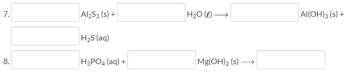 Solved Al253 (s) + H20() Al(OH)3 (s) + H2S (aq) H3PO4 (aq) + | Chegg.com