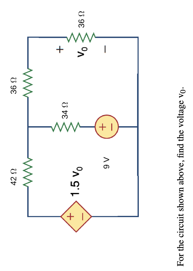 Solved For the circuit shown above, find the voltage v0 | Chegg.com