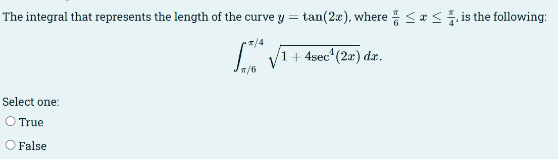 Solved The integral that represents the length of the curve | Chegg.com