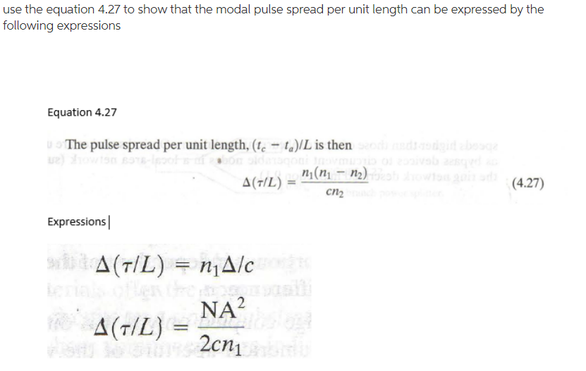 Solved use the equation 4.27 to show that the modal pulse | Chegg.com