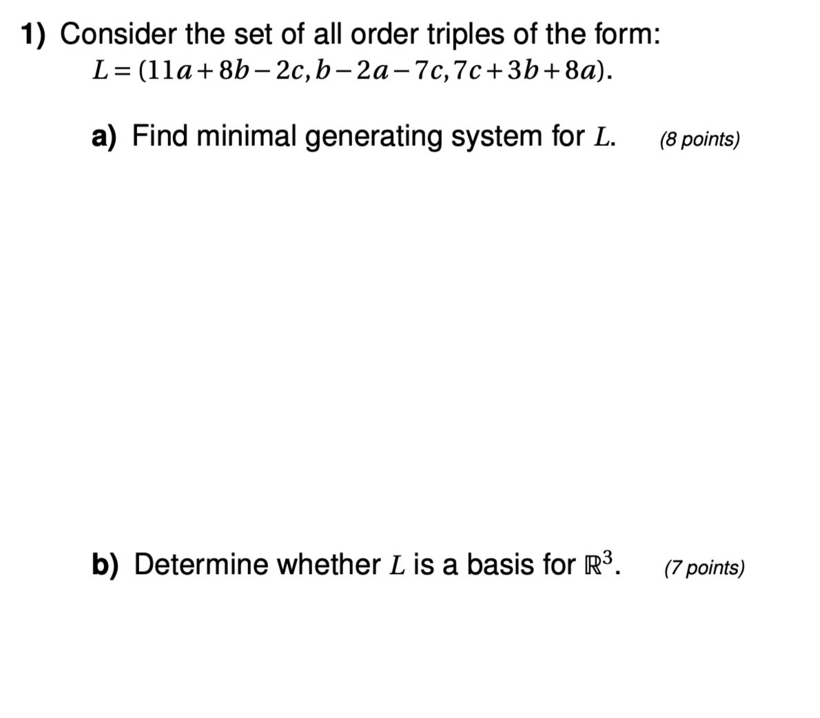 Solved Consider the set of all order triples of the | Chegg.com