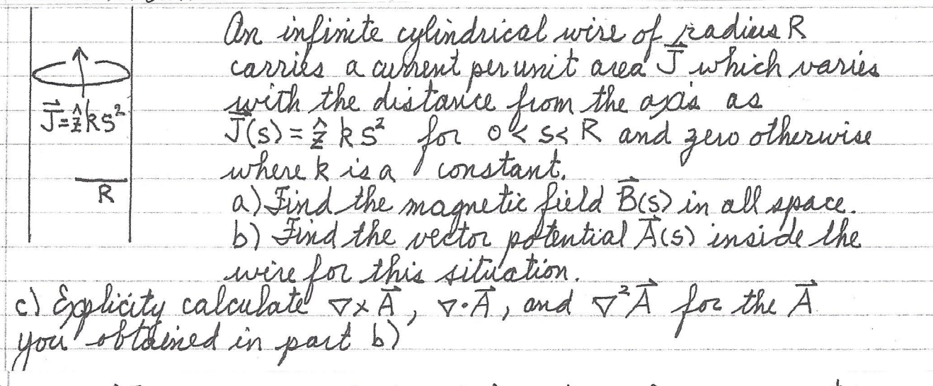 Solved An infinite cylindrical wire of cadius R carries a | Chegg.com