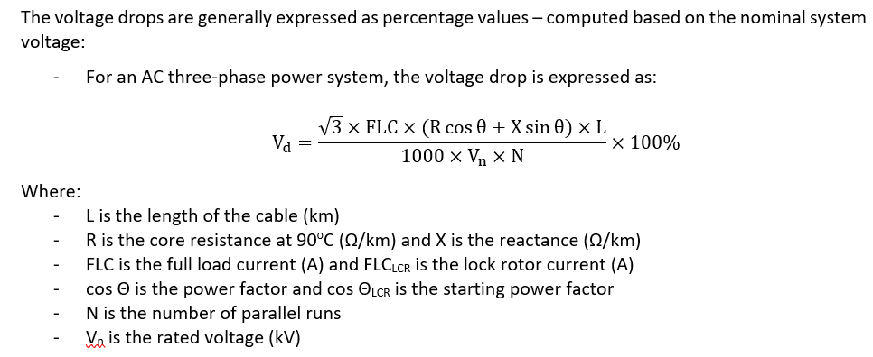 Voltage Drop Formula For Cables
