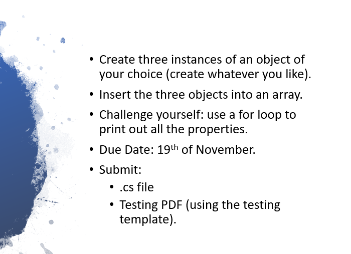 Solved • Create three instances of an object of your choice | Chegg.com