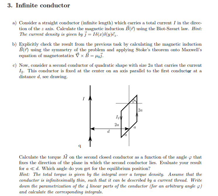 Solved 3. Infinite conductor a) Consider a straight | Chegg.com