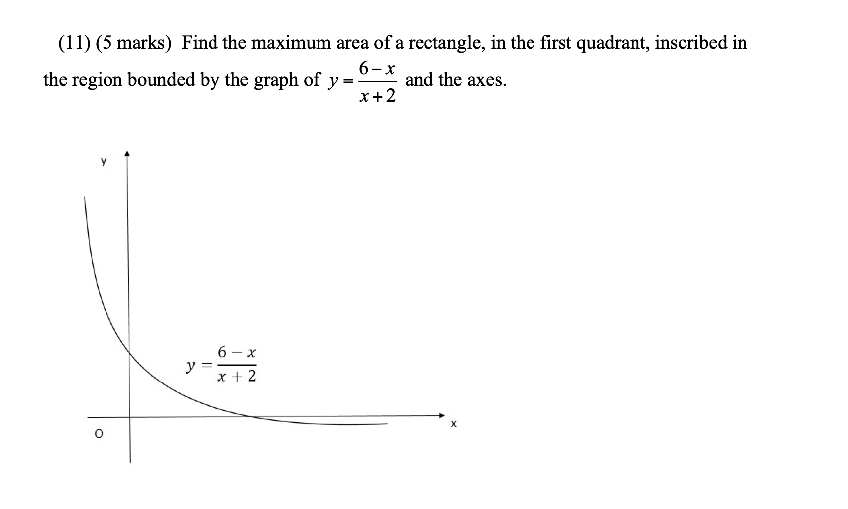 Solved (11) (5 marks) Find the maximum area of a rectangle, | Chegg.com