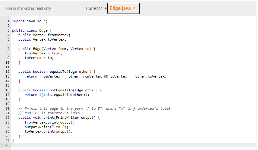 Solved Step 1: Inspect Vertex.java, Edge.java, and | Chegg.com