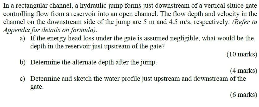 Solved In a rectangular channel, a hydraulic jump forms just | Chegg.com