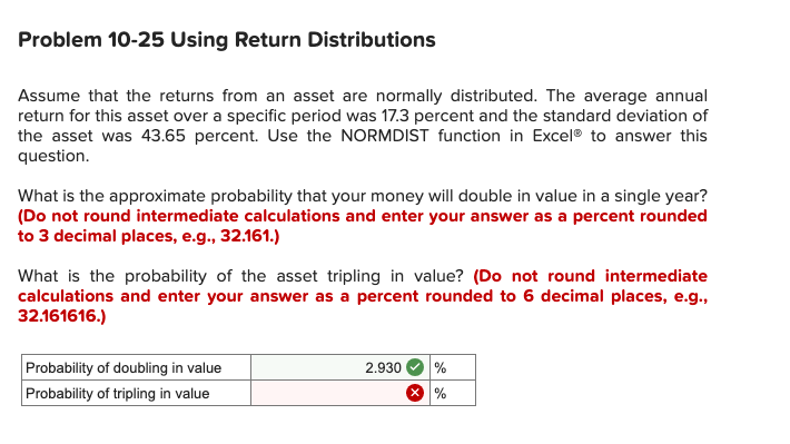 Solved Assume that the returns from an asset are normally | Chegg.com