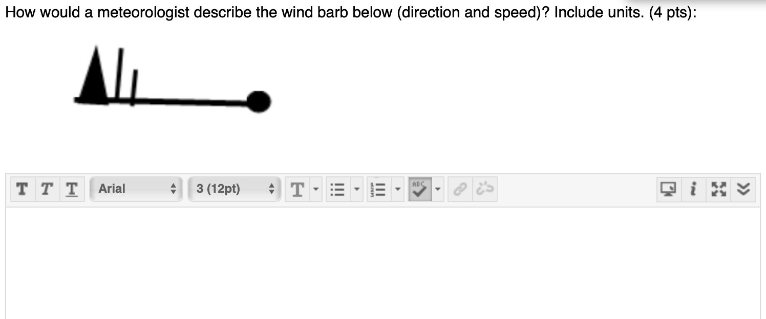 Solved How would a meteorologist describe the wind barb | Chegg.com