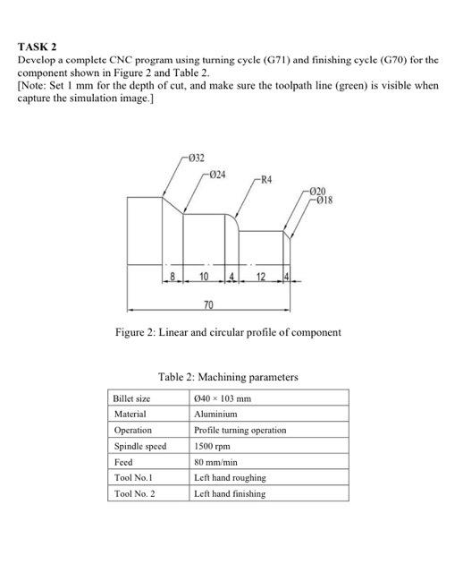 Solved TASK 2 Develop a complete CNC program using turning | Chegg.com