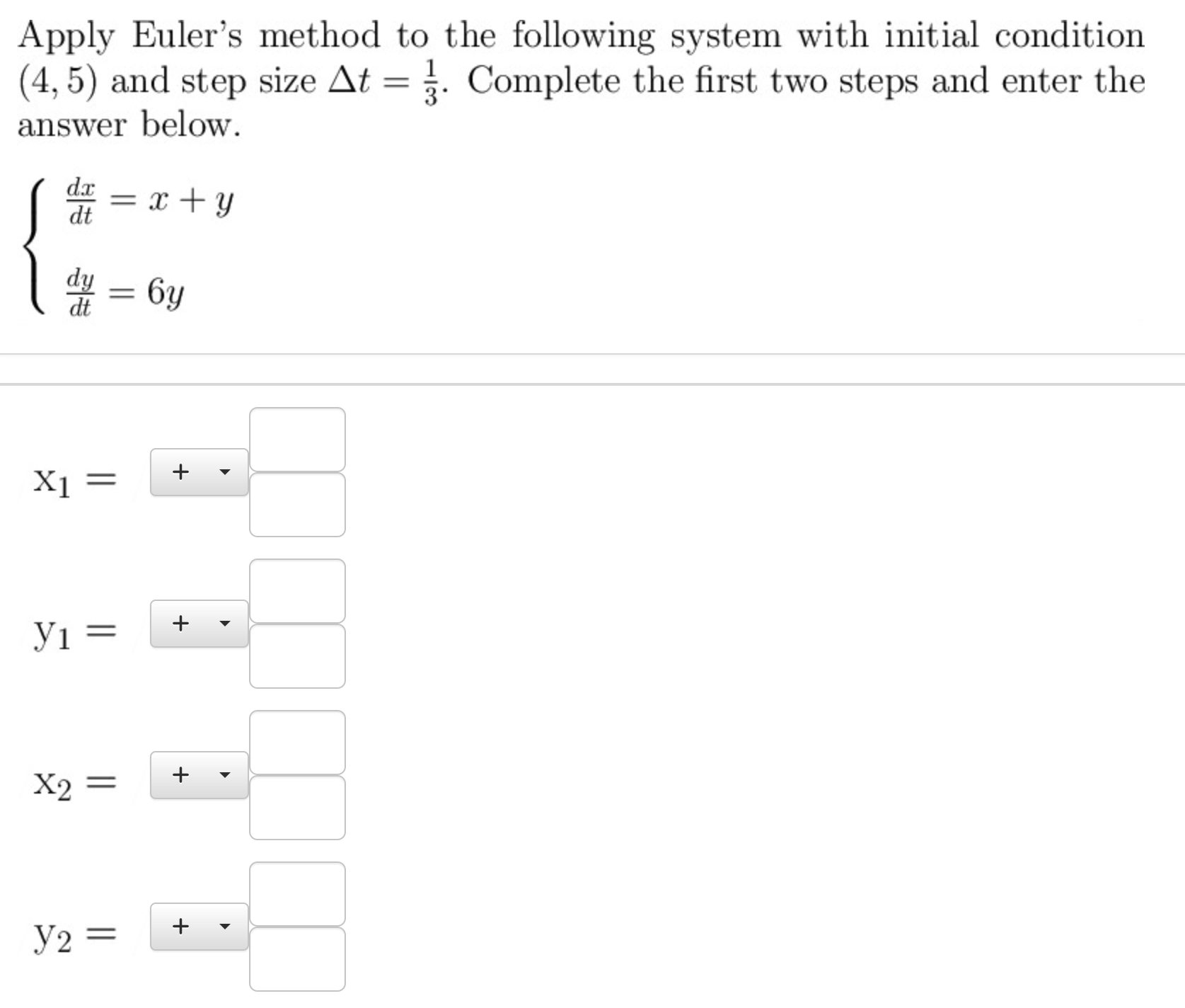 Solved Apply Euler's method to the following system with | Chegg.com