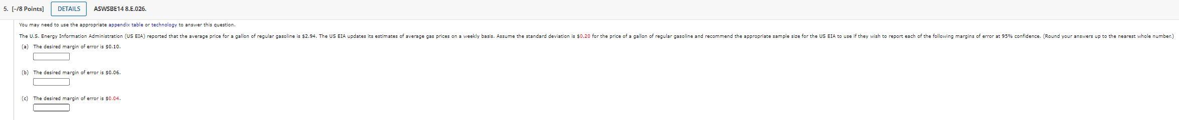 Solved 5. [-/8 Points] DETAILS ASWSBE14 8.E.026. You may | Chegg.com