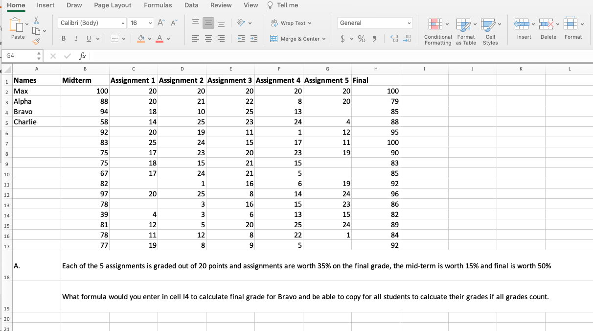Solved Home Insert Draw Page Layout Formulas Data Review | Chegg.com