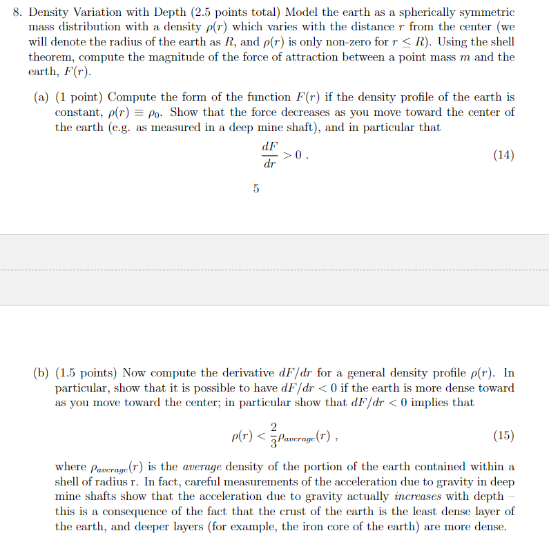 Solved 8. Density Variation with Depth (2.5 points total) | Chegg.com