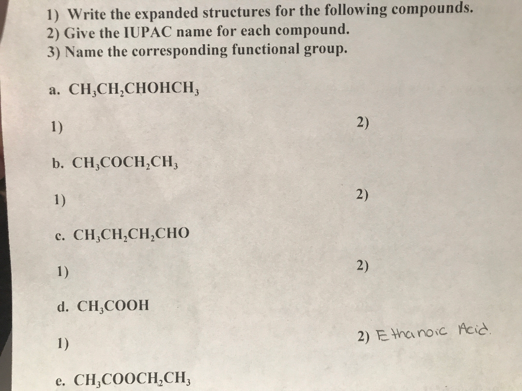 Solved 1) Write the expanded structures for the following | Chegg.com