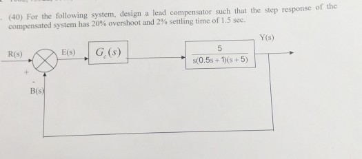 Solved 40 For The Following System Design A Lead Chegg