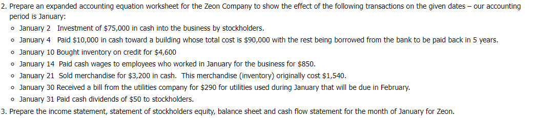 Solved 2. Prepare an expanded accounting equation worksheet | Chegg.com