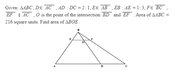 Solved given: Triangle ABC, D on the line AC, ﻿AD:DC = 2:1, | Chegg.com