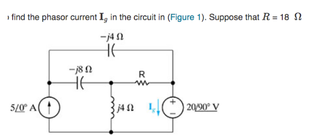 Solved Find the phasor current Ig in the circuit in (Figure | Chegg.com