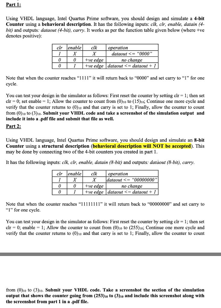 Part 1 Using Vhdl Language Intel Quartus Prime 