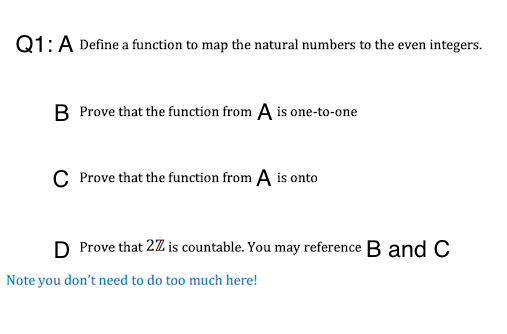 Solved Q1: A Define a function to map the natural numbers to | Chegg.com