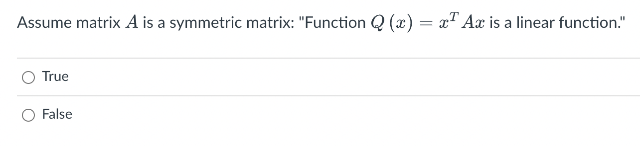 Solved Assume matrix A is a symmetric matrix: "Function | Chegg.com