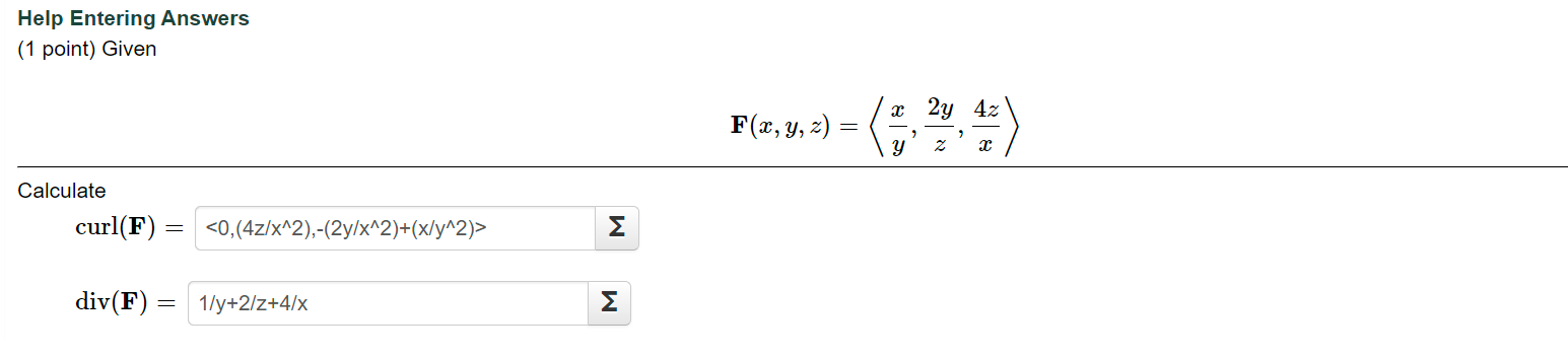 Help Entering Answers(1 ﻿point) | Chegg.com