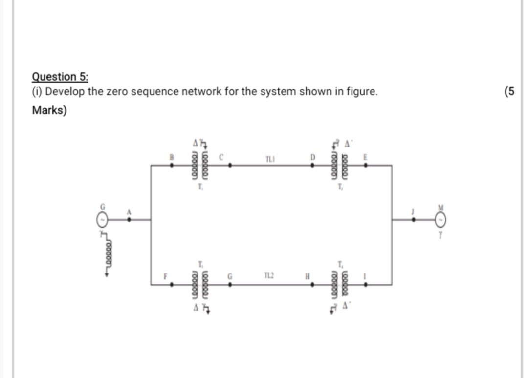 Solved Question 5: (i) Develop the zero sequence network for | Chegg.com