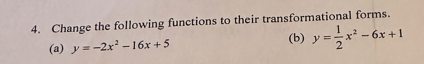 Solved 4. Change the following functions to their | Chegg.com