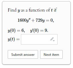 Solved Find y ﻿as a function of t | Chegg.com