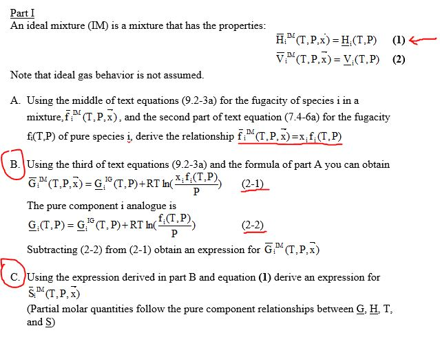 Solved Part I An ideal mixture (IM) is a mixture that has | Chegg.com