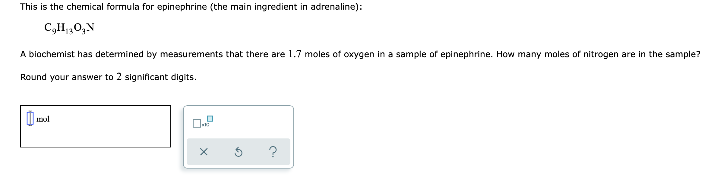 Solved This is the chemical formula for epinephrine (the | Chegg.com