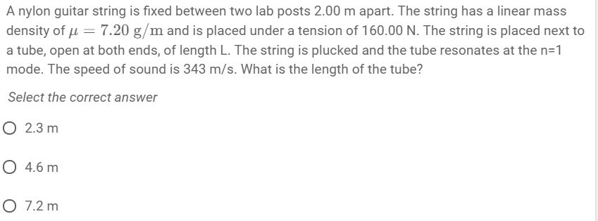 Solved A nylon guitar string is fixed between two lab posts | Chegg.com