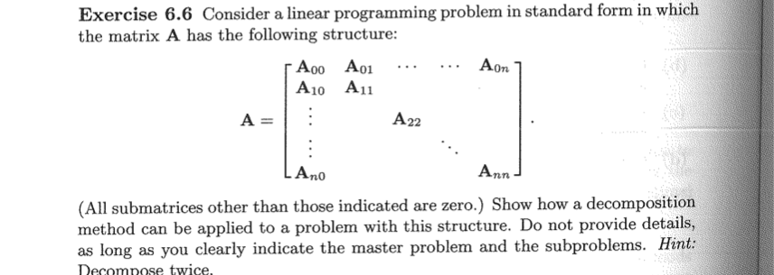 Exercise 6.6 Consider a linear programming problem in | Chegg.com